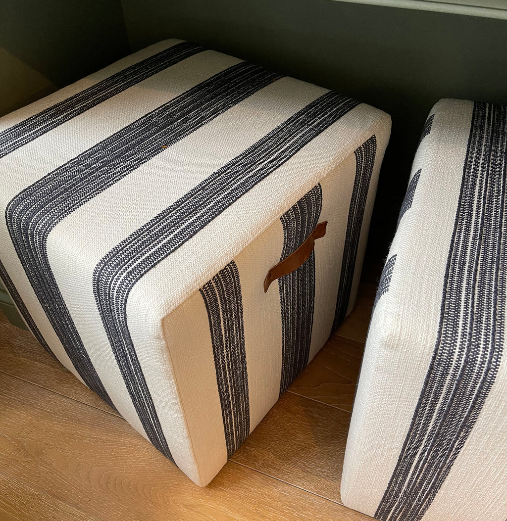 Striped cube ottoman store